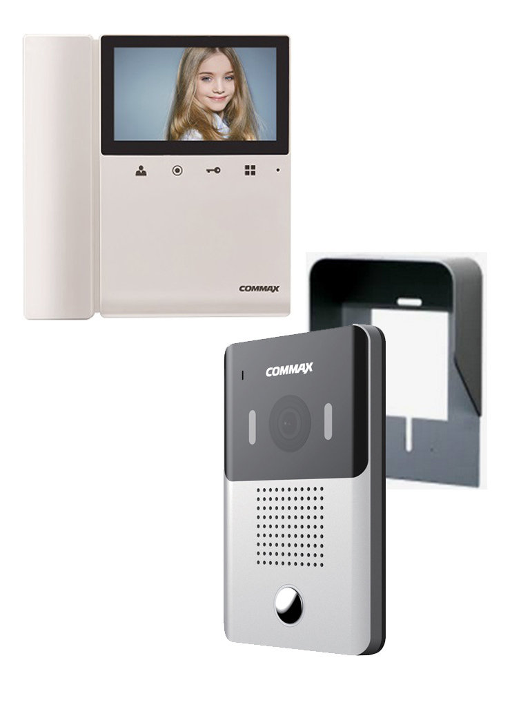 COMMAX DRC4YPACK - Paquete de videoportero frente de calle DRC4Y con cubierta de proteccion y ...