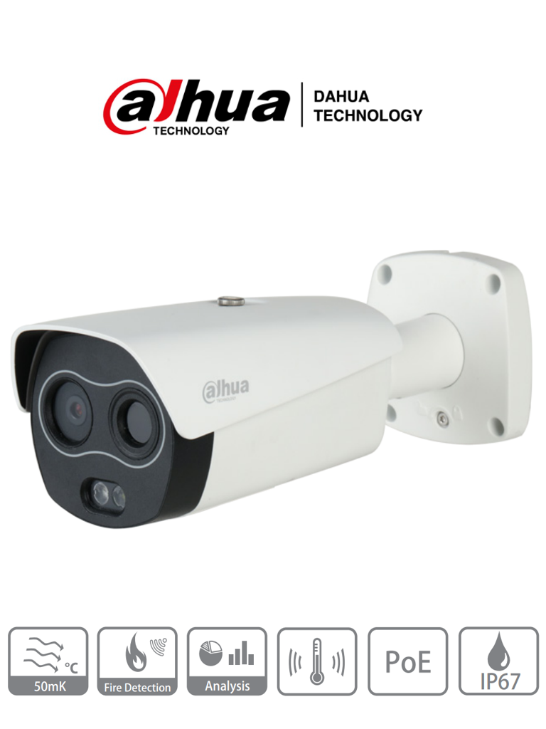 DAHUA DH-TPC-BF2221-T - Camara IP Bullet Termica Hibrida/ 2 Megapixeles/ H.265/ 256x192 VOx ...