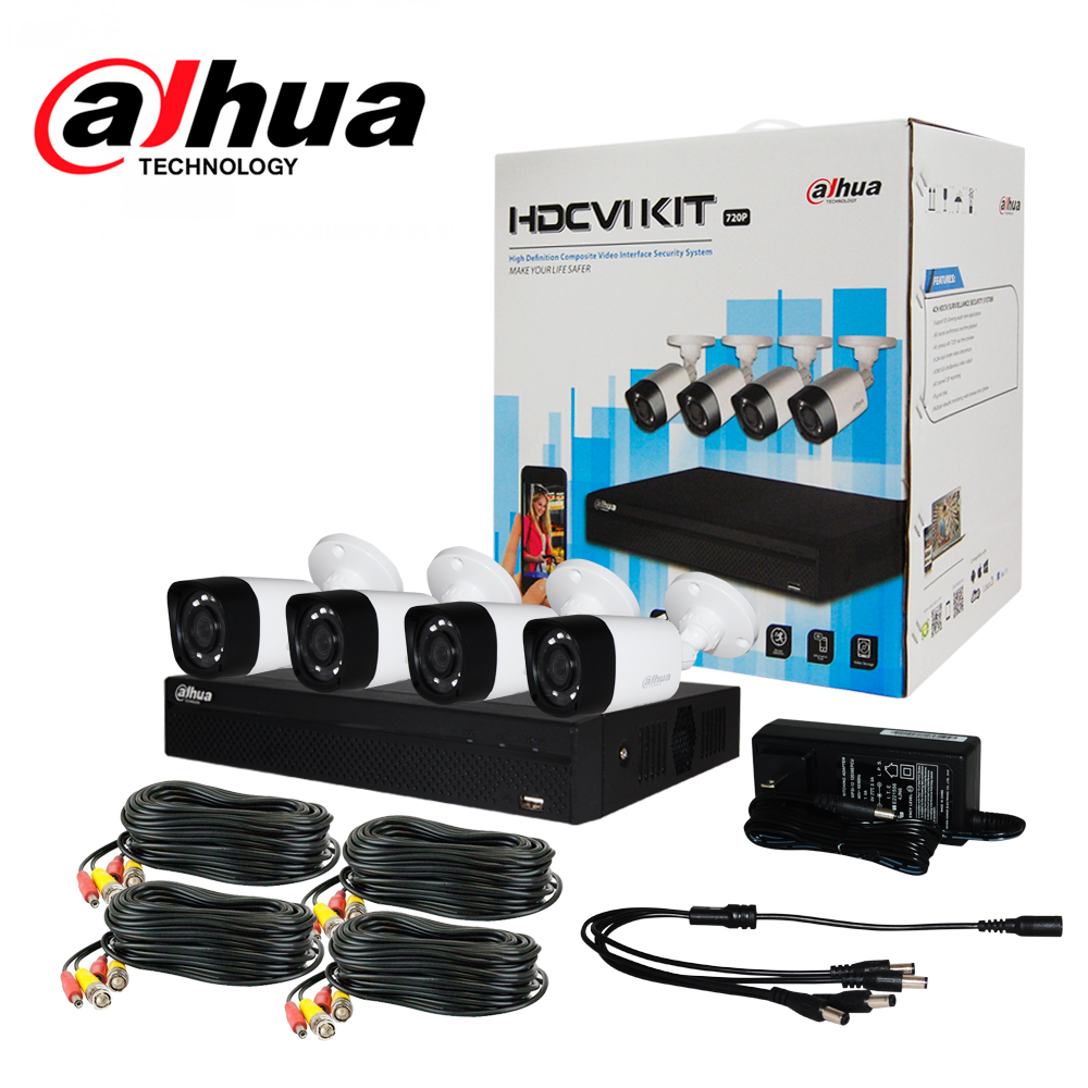 KIT 4X4 HDCVI INCLUYE XVR4104HS + 4 HFW1000RN + ENERGA + CABLES