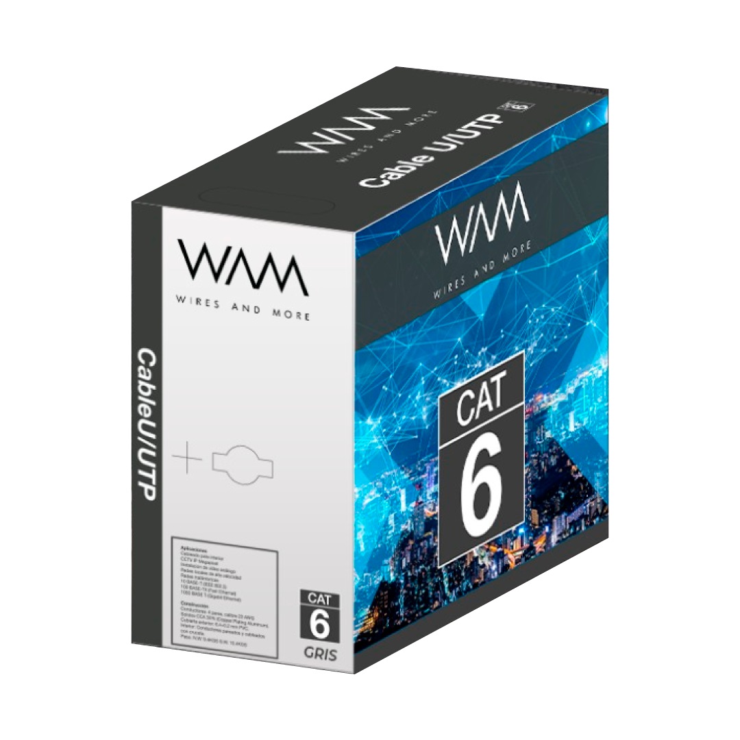 Cable UTP WAM CAT6-GRIS - 305 m, Gris, Interior, 30 cobre