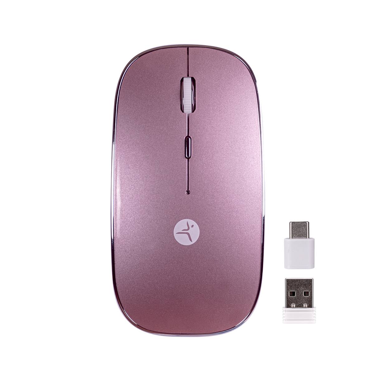 Mouse SLIVE recargable rosa con nano receptor tipoC y USB A - mousepad ...