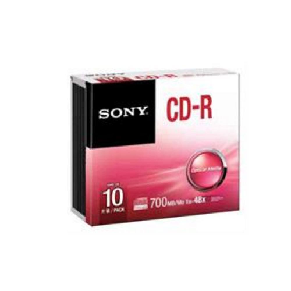 CAJA CON 10 PZA.CD-R SONY SLIM CASE 80MIN 700MB VEL.48X CD VIRGEN ...