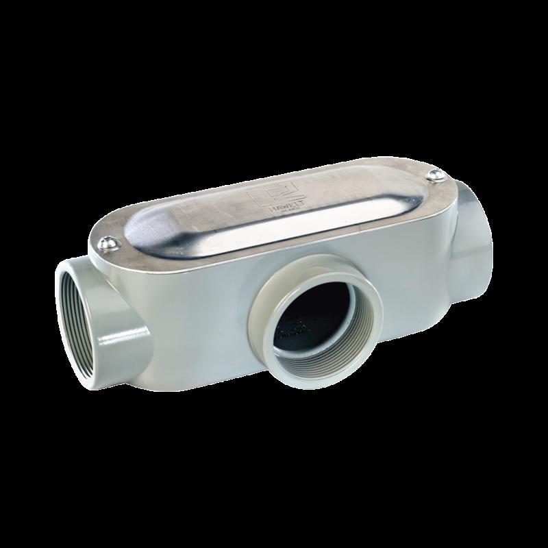 Caja Condulet tipo T de 1/2\" (12.7 mm) Incluye tapa y tornillos. OT-2990C