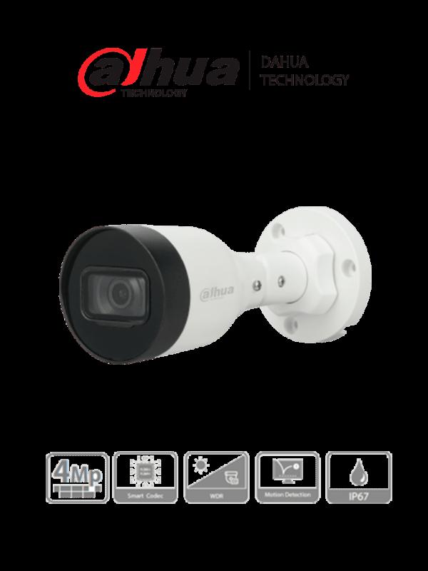 DAHUA IPC-HFW1431S1-A-S4 - Camara IP Bullet de 4 Megapixeles/ H.265+/ Lente de 2.8 mm/ 104 ...