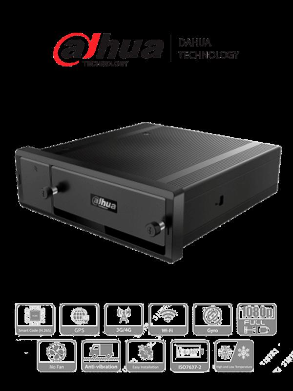 DAHUA MNVR4104-GFWI - NVR Movil de 4 Canales con IA/ 4 Puertos PoE/ H.265+/ Modulo GPS. Wifi y ...