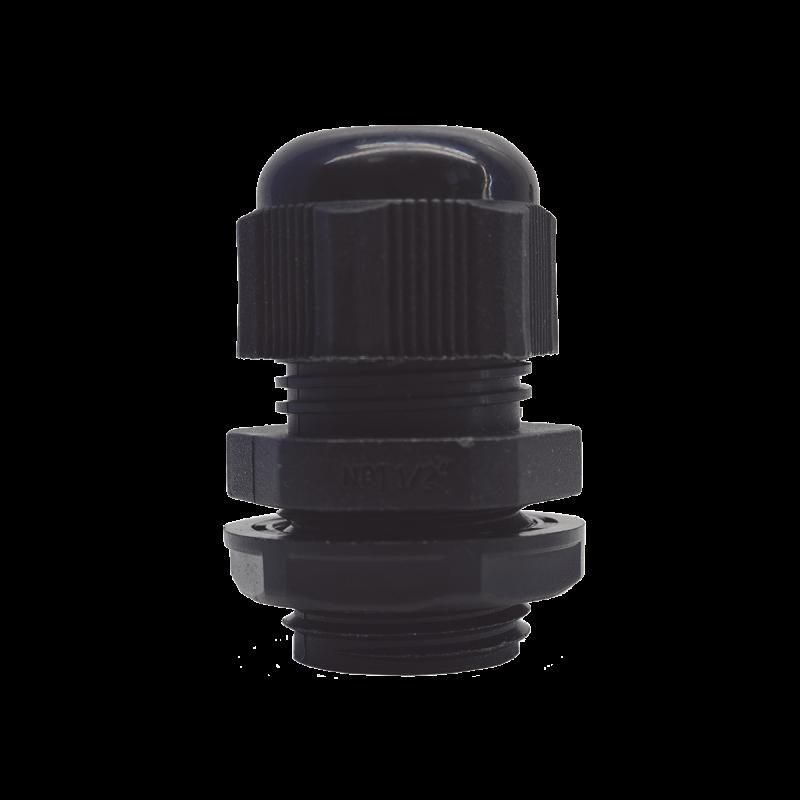 Conector Plástico Negro Tipo Glándula para Rosca NPT 1/2\" TXG-PG-12NBK